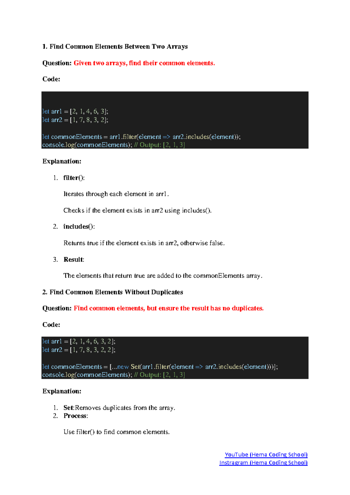 Array - YouTube (Hema Coding School) Find Common Elements Between Two Arrays Question: Given two ...