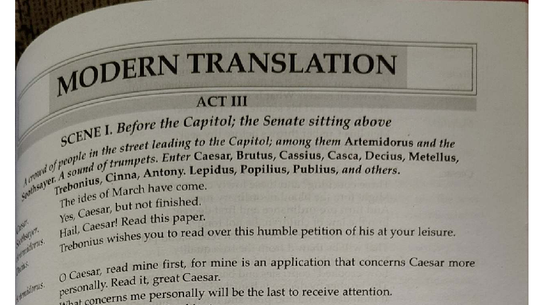 Modern Translation of Julius Caesar: Acts 3 & 4 Analysis - Studocu