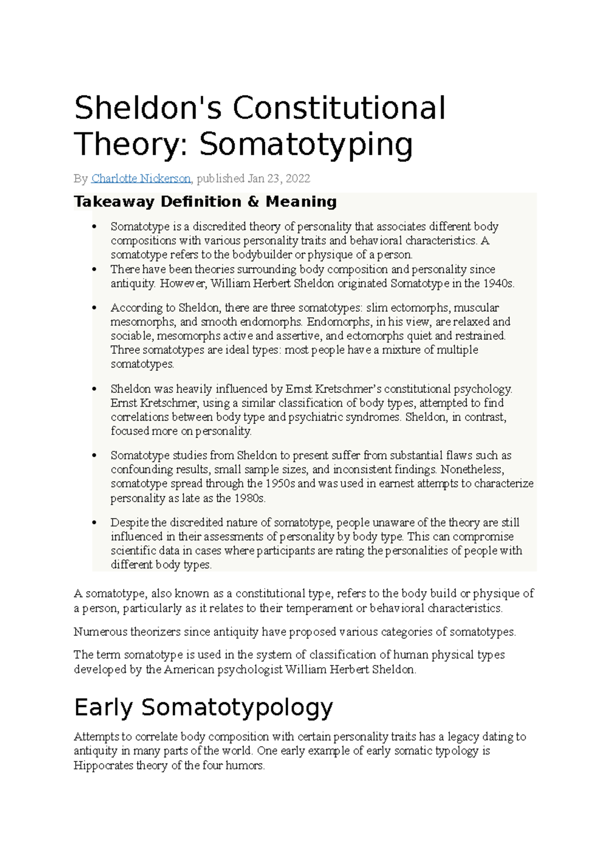 Sheldons Constitutional Theory Somatotyping - Sheldon's Constitutional ...