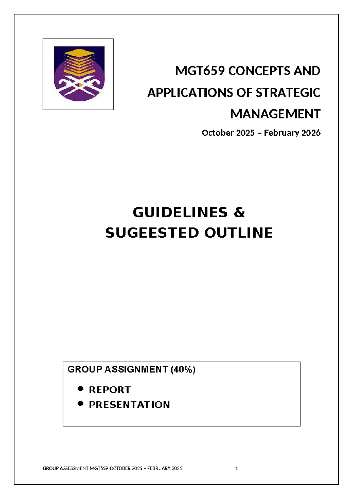 MGT659 Group Assignment: Strategic Management Guidelines & Outline ...