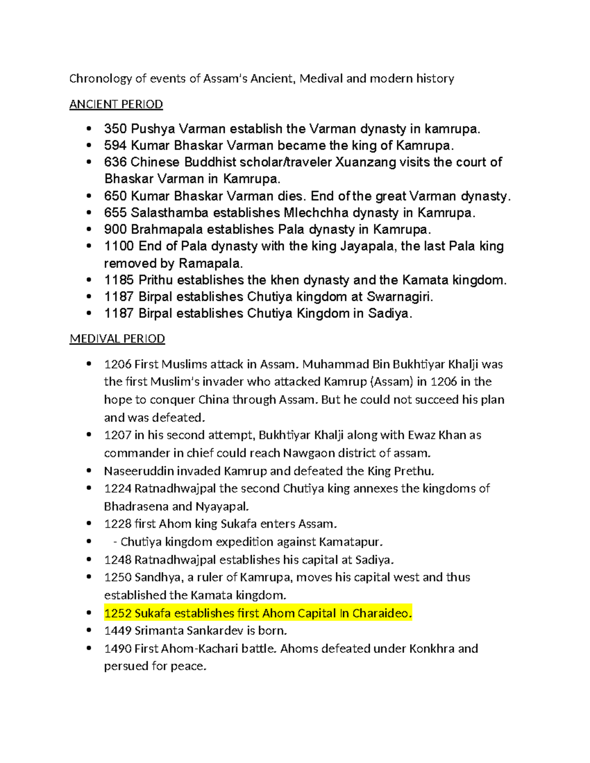 Chronology of events of Assam - 594 Kumar Bhaskar Varman became the ...