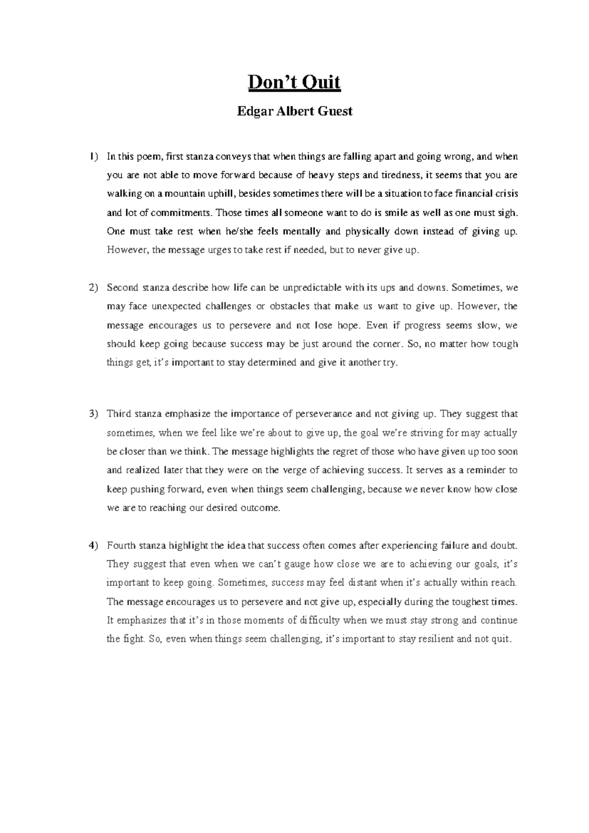 ENG 101: Don’t Quit - Summary and Analysis of Edgar Albert Guest's Poem ...