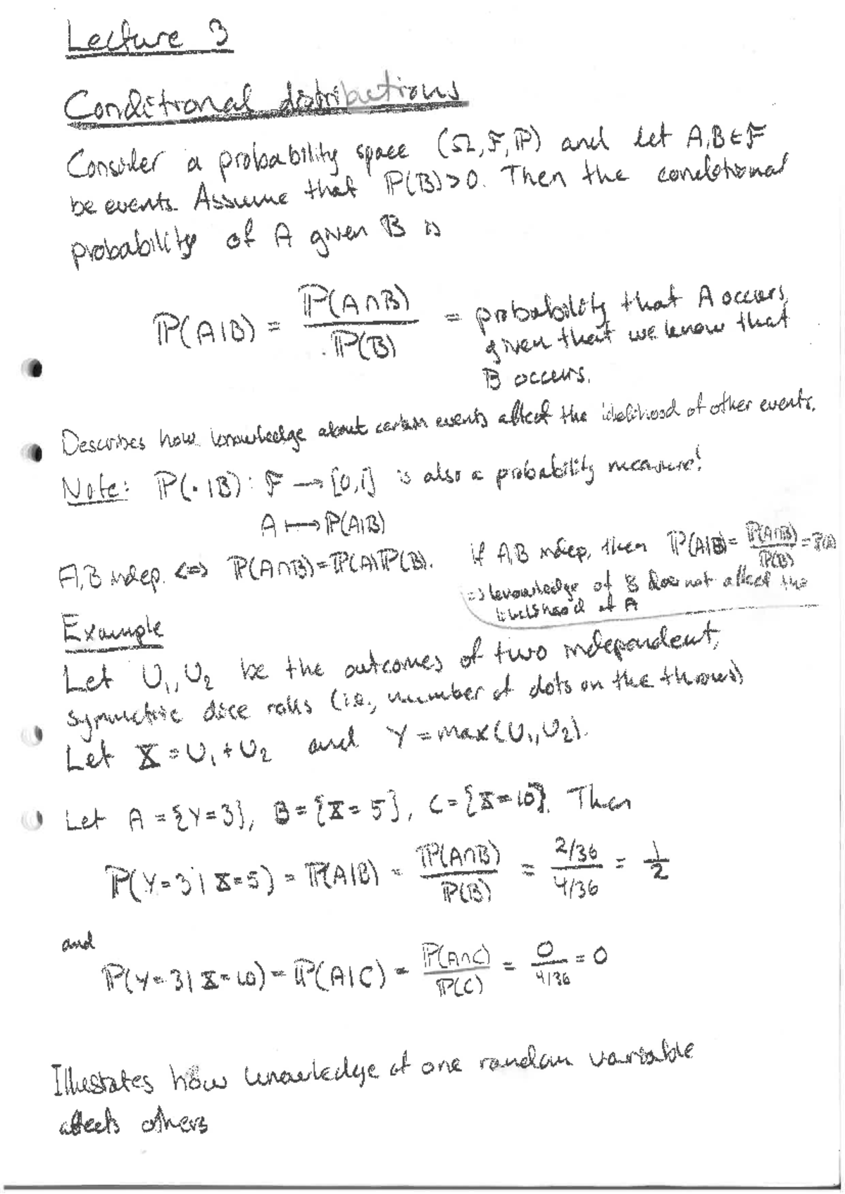 Lecture 3-4: Conditional Distributions and Expectations in Probability ...