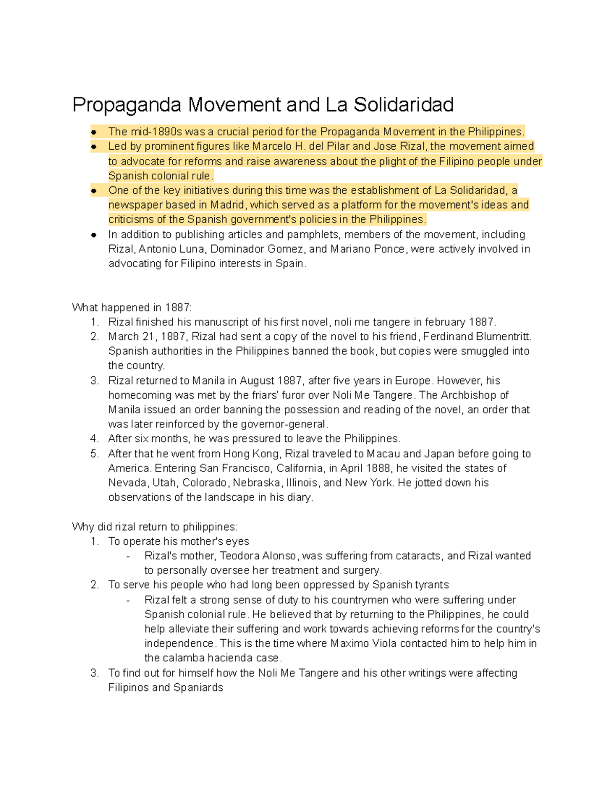 Rizal's Break with Del Pilar in the Propaganda Movement and La ...
