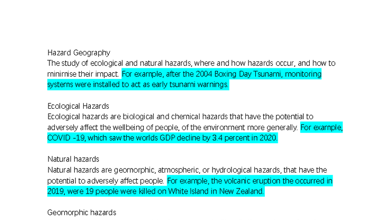 Geography Unit 1 Hazard Overview SP1-6: Types and Management of Hazards ...