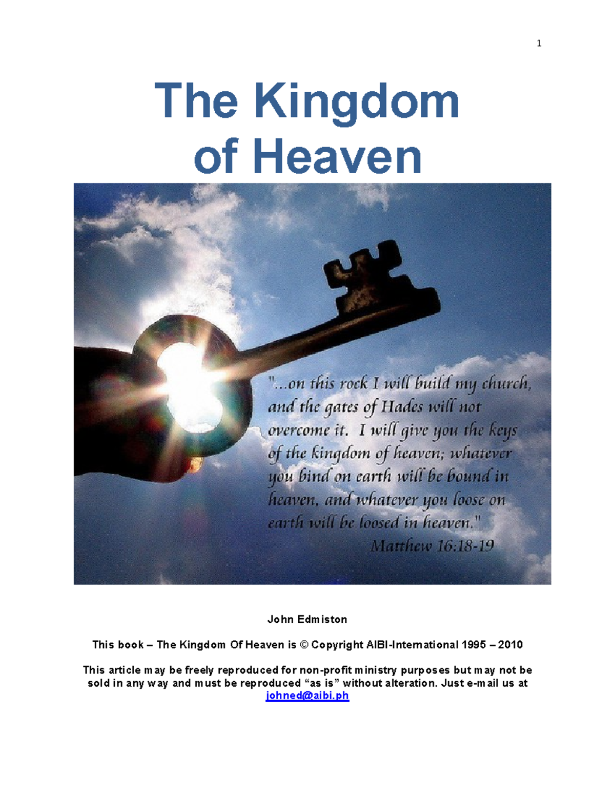 The Kingdom of Heaven: Insights and Teachings from John Edmiston - Studocu