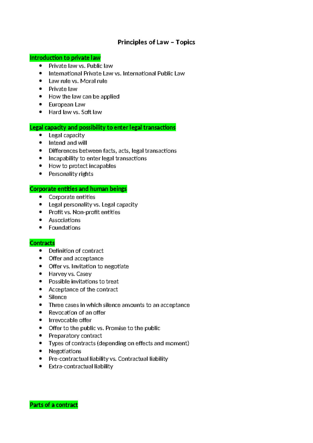Principles of Law - Key Topics Overview (LAW101) - Studocu