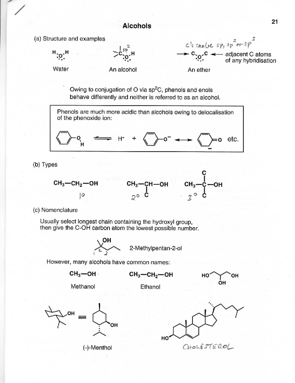 1201 CMM: Alcohols - Structure, Properties, and Reactions Notes - Studocu