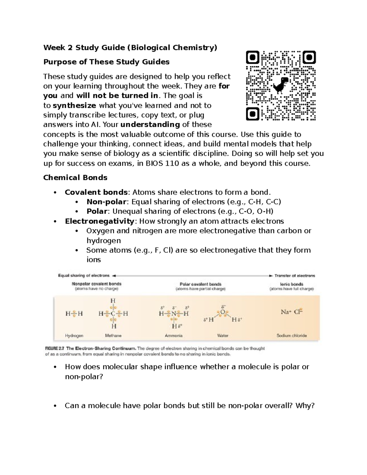 Week 2 Study Guide: Key Concepts in BIOS 110 Biological Chemistry - Studocu