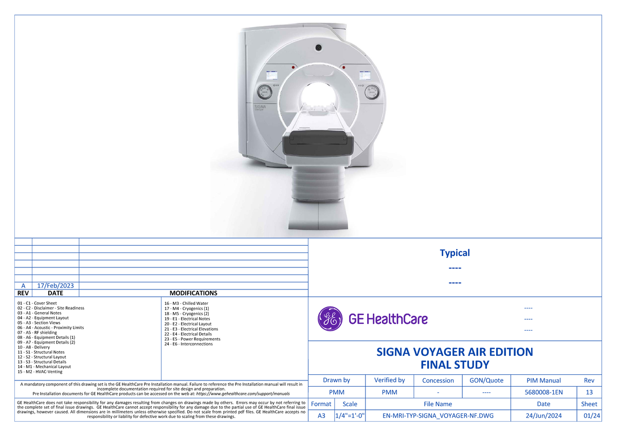 GEHC-SP Signa Voyager AIR Edition Site Readiness and Equipment Layout ...