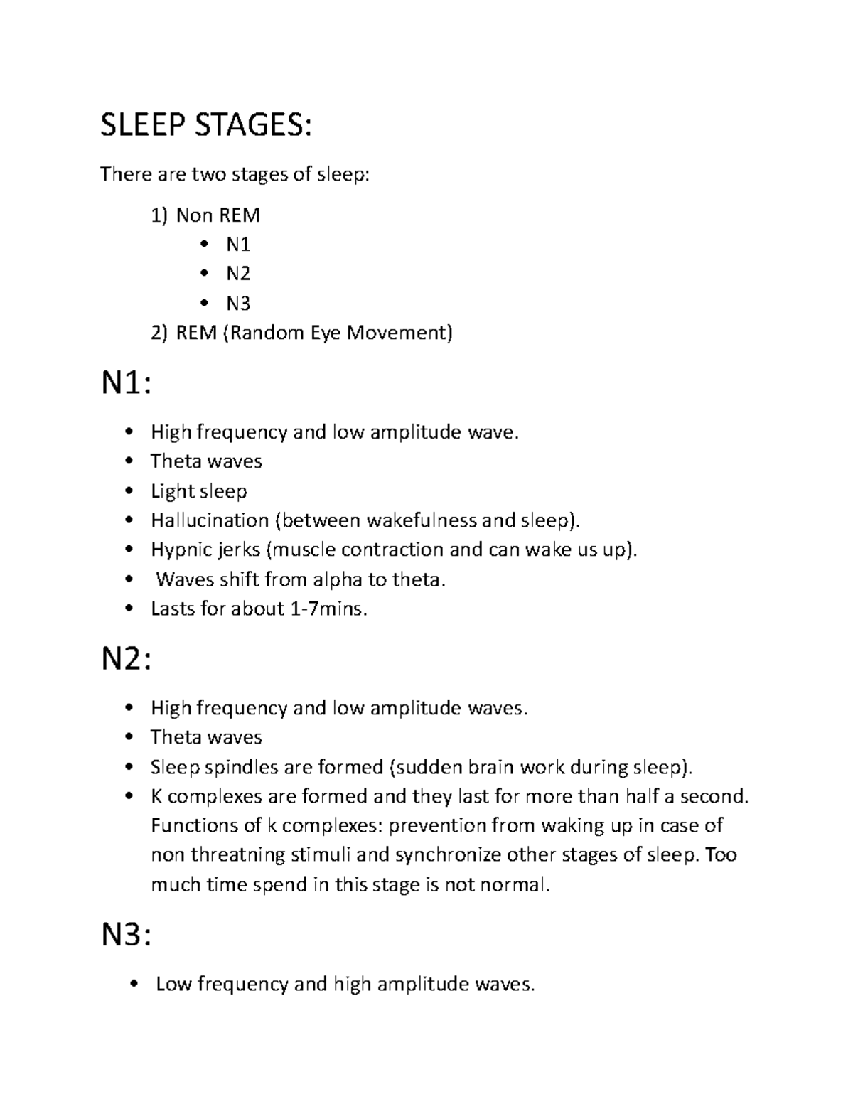 Sleep Stages: An Overview of Non-REM and REM Sleep Patterns - Studocu