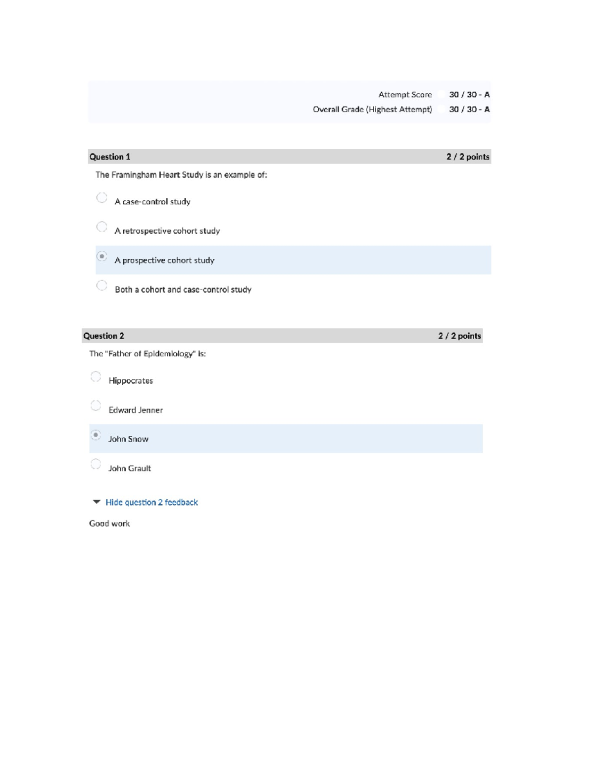 1-2 Quiz on Epidemiological Principles and Concepts - Studocu