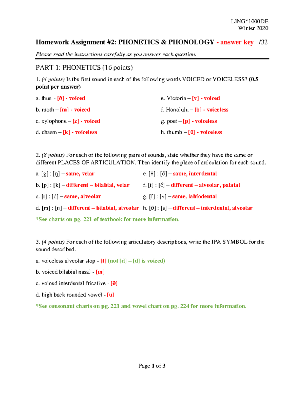 Homework Assignment #2 - Answer Key for LING*1000DE (Winter 2020) - Studocu