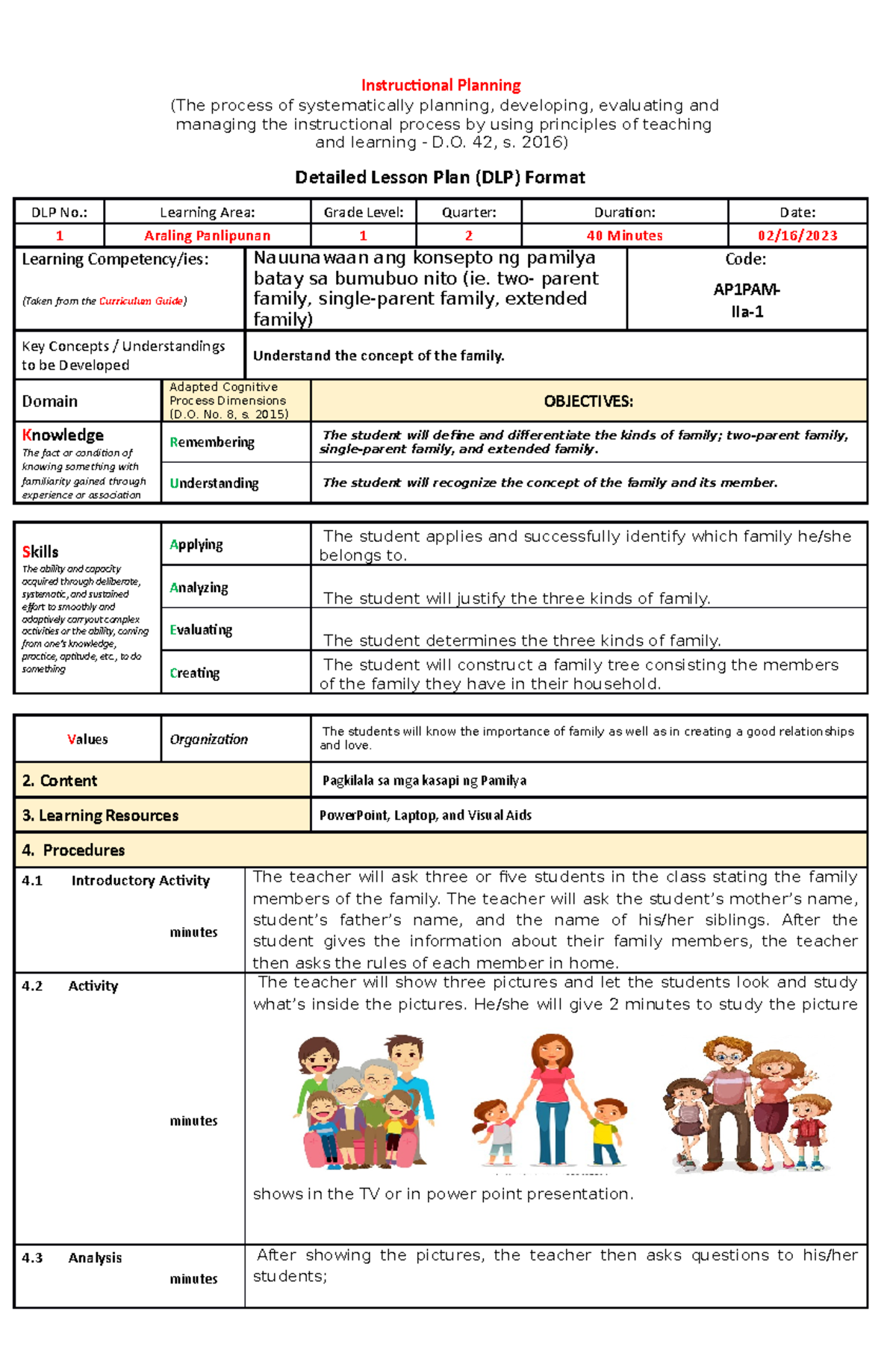 Lesson-PLAN AP1 - Lesson plan - Instructional Planning (The process of ...