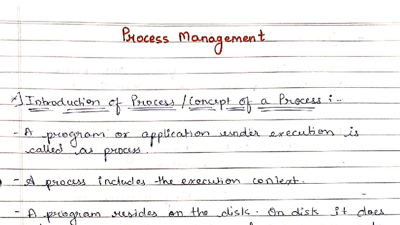 OS UNIT-2 Notes-1 - Process Management Introduction of Process Concept ...