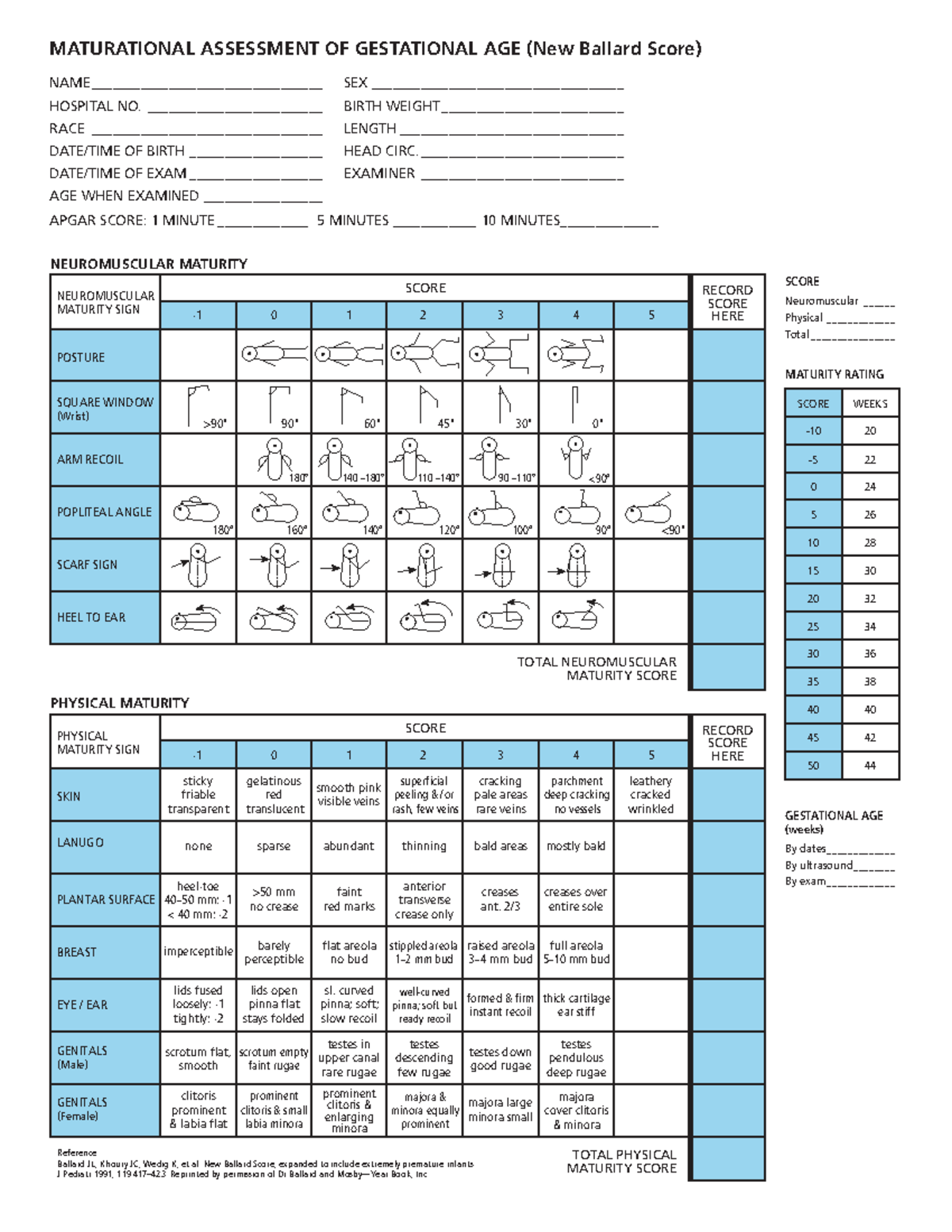 MATURATIONAL ASSESSMENT OF GESTATIONAL AGE (New Ballard Score) - Studocu
