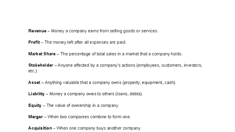 ENG 30: Key Business Terms and Concepts Explained - Studocu