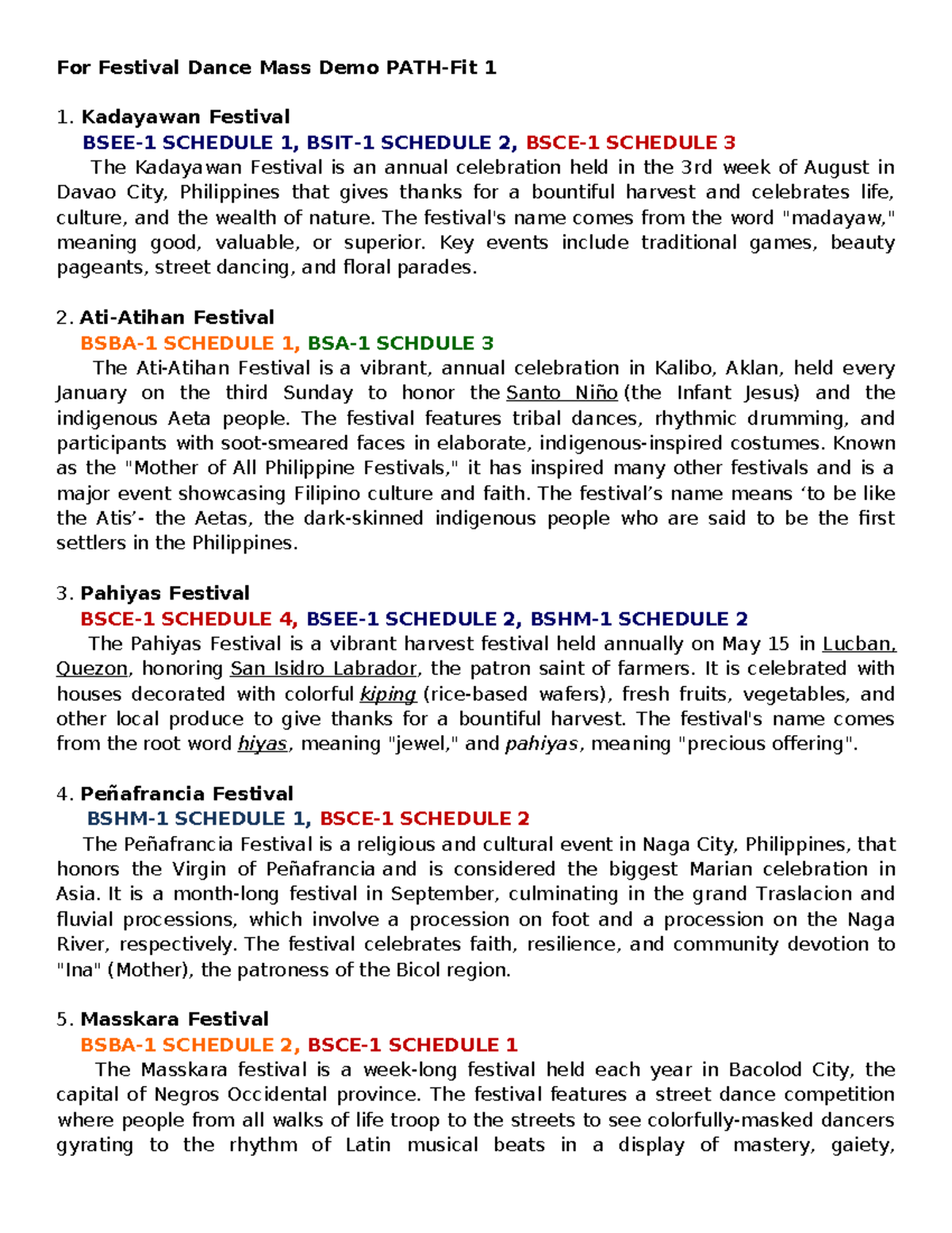 Festival Dance Mass Demo PATHfit 1: Kadayawan & Other Celebrations ...