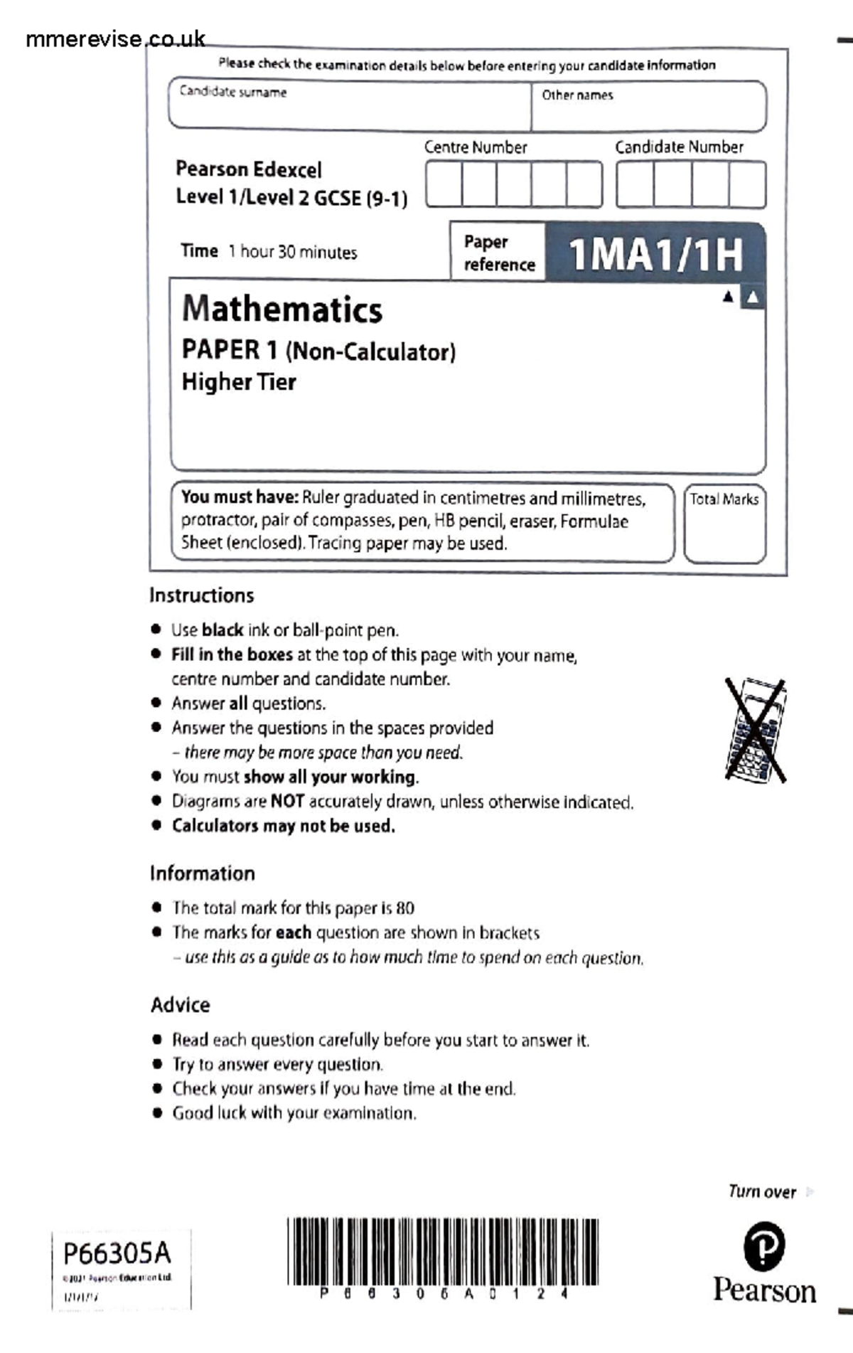 GCSE Maths Edexcel Higher Paper 1 Exam Guidelines & Questions 2022 ...