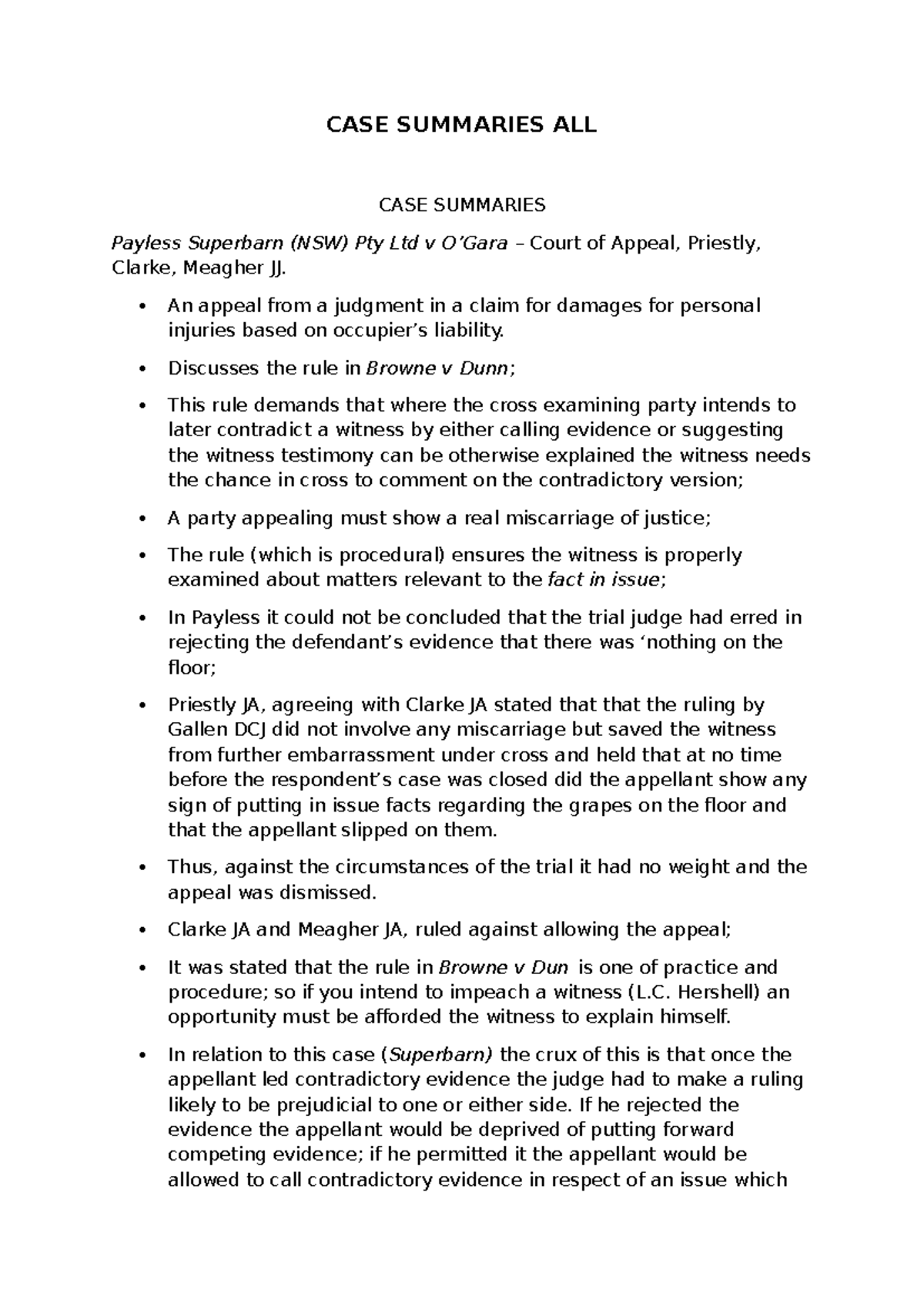 CASE SUMMARIES: Key Legal Principles and Decisions in Australian Law ...