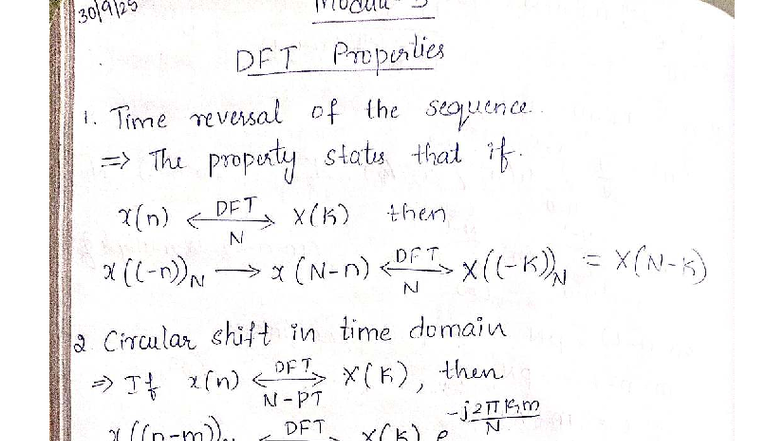 DSP Module 4 & 5 Notes: DFT Properties and Convolution Techniques - Studocu