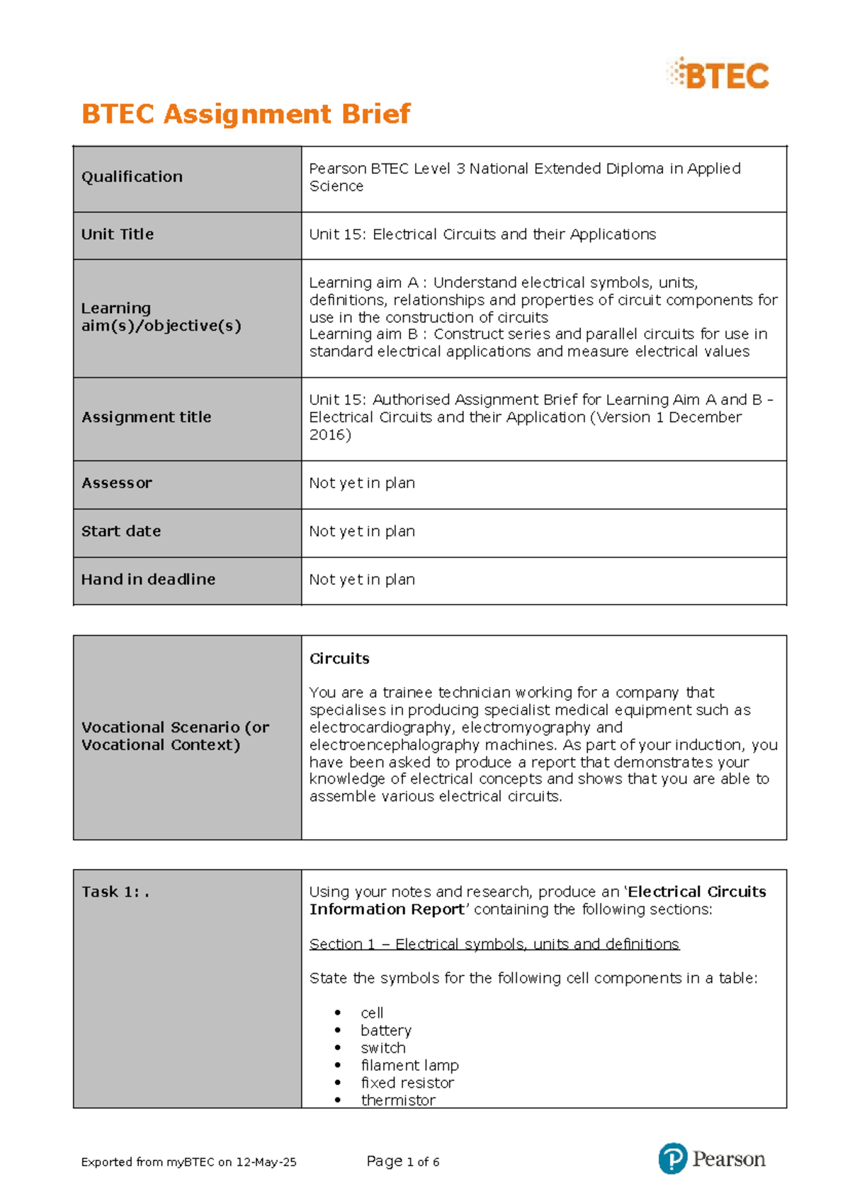 Unit 15 A & B Assignment: Electrical Circuits Concepts & Applications ...