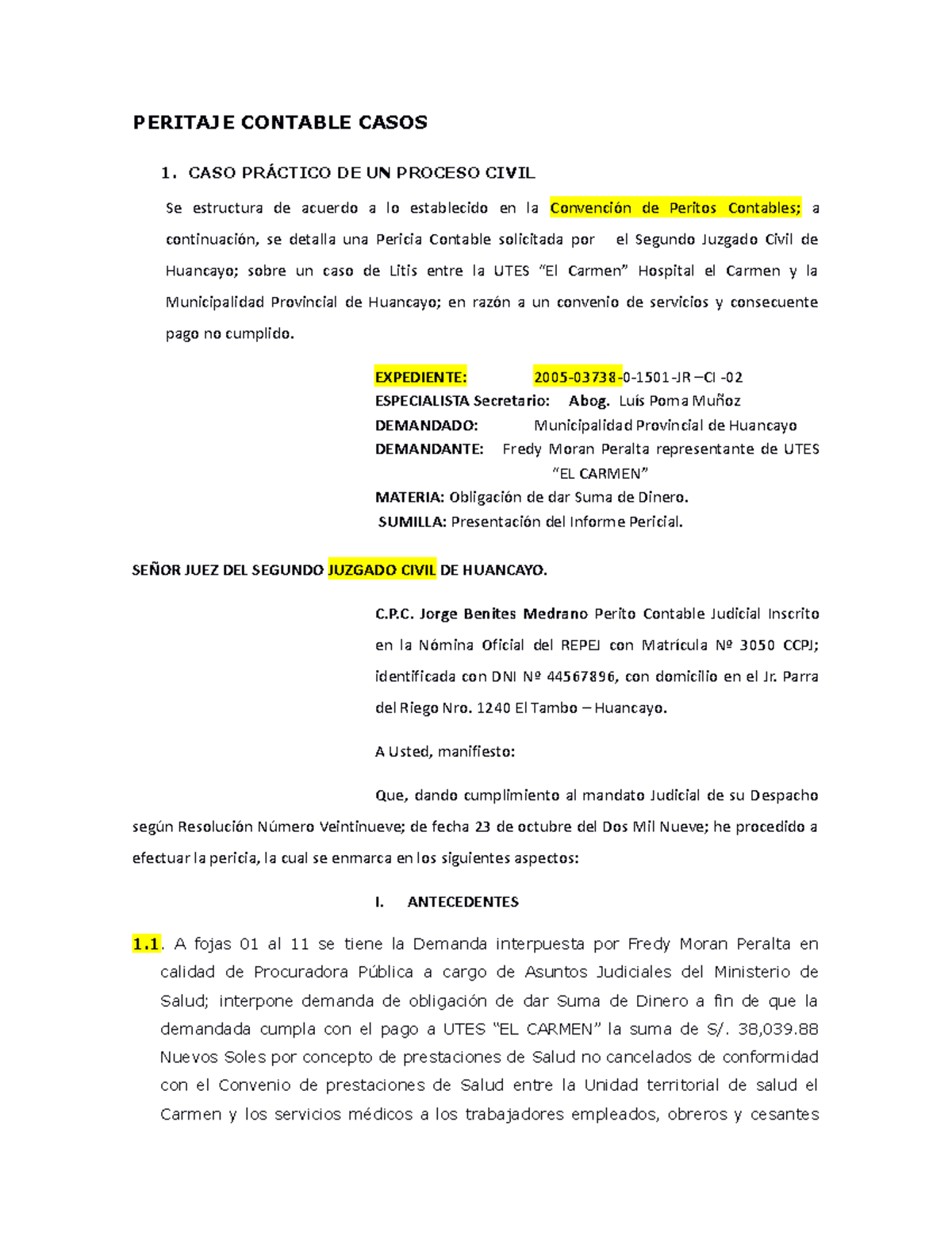 Modelos de Informes Periciales Contables 2020: Casos Prácticos - Studocu