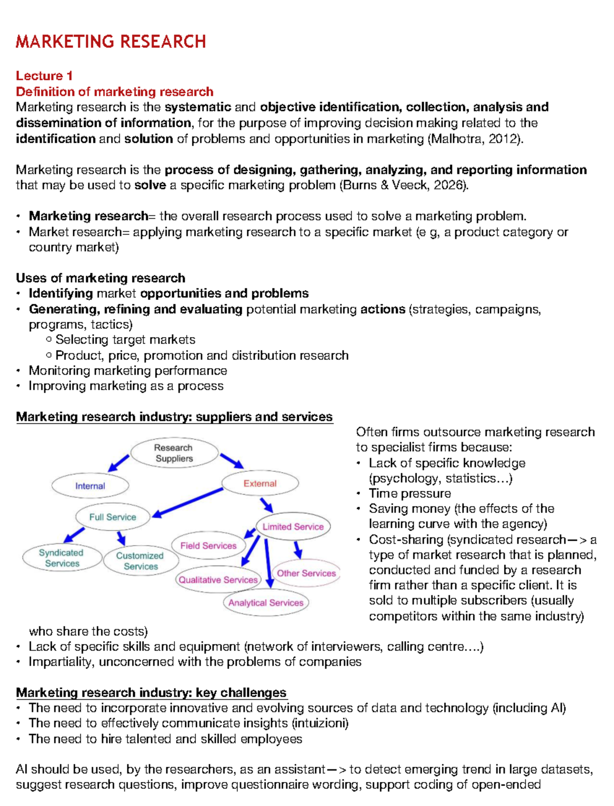 MARKETING RESEARCH (MKT 101) Midterm Lecture Notes and Key Concepts ...