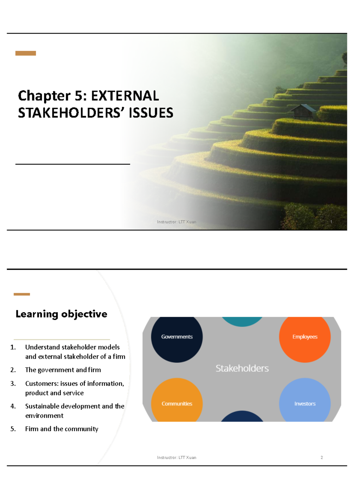 Chapter 5: External Stakeholder Issues - Instructor LTT Xuan - Studocu