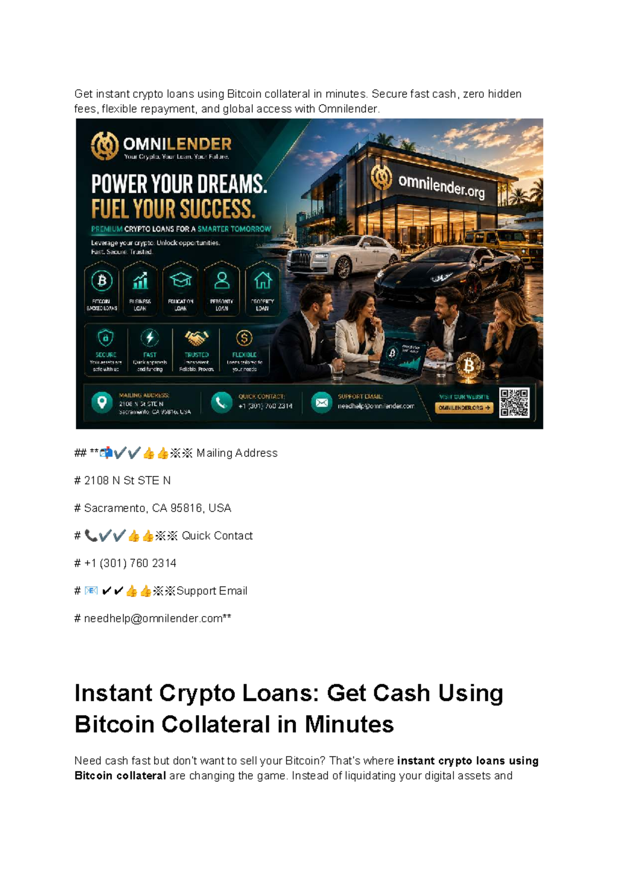 Instant Crypto Loans (ICL) Using Bitcoin Collateral: Fast Cash ...