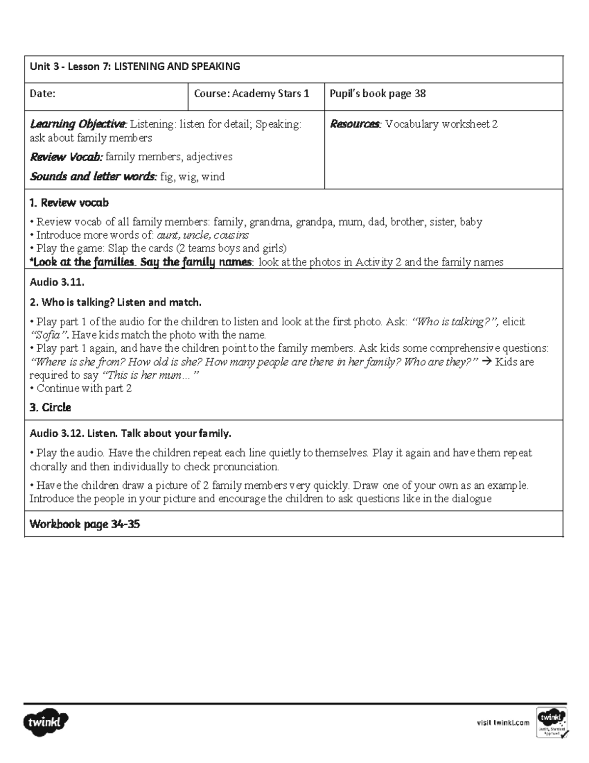 Unit 3 Lessons 7 & 8: Listening, Speaking & Writing Activities - Studocu