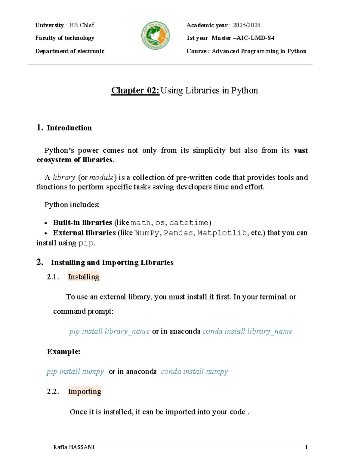 Advanced Programming in Python (AP 1) - Chapter 02: Using Libraries ...