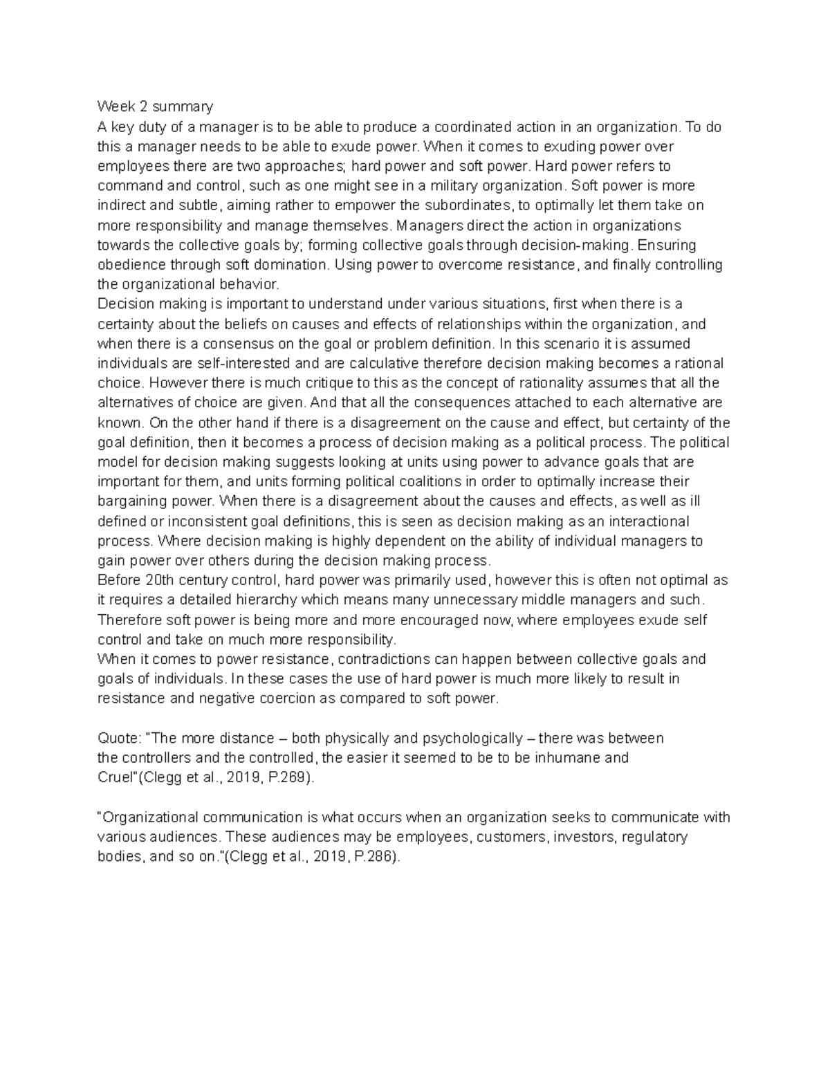 Week 2 summary OT - summarry of week 2 - Week 2 summary A key duty of a ...