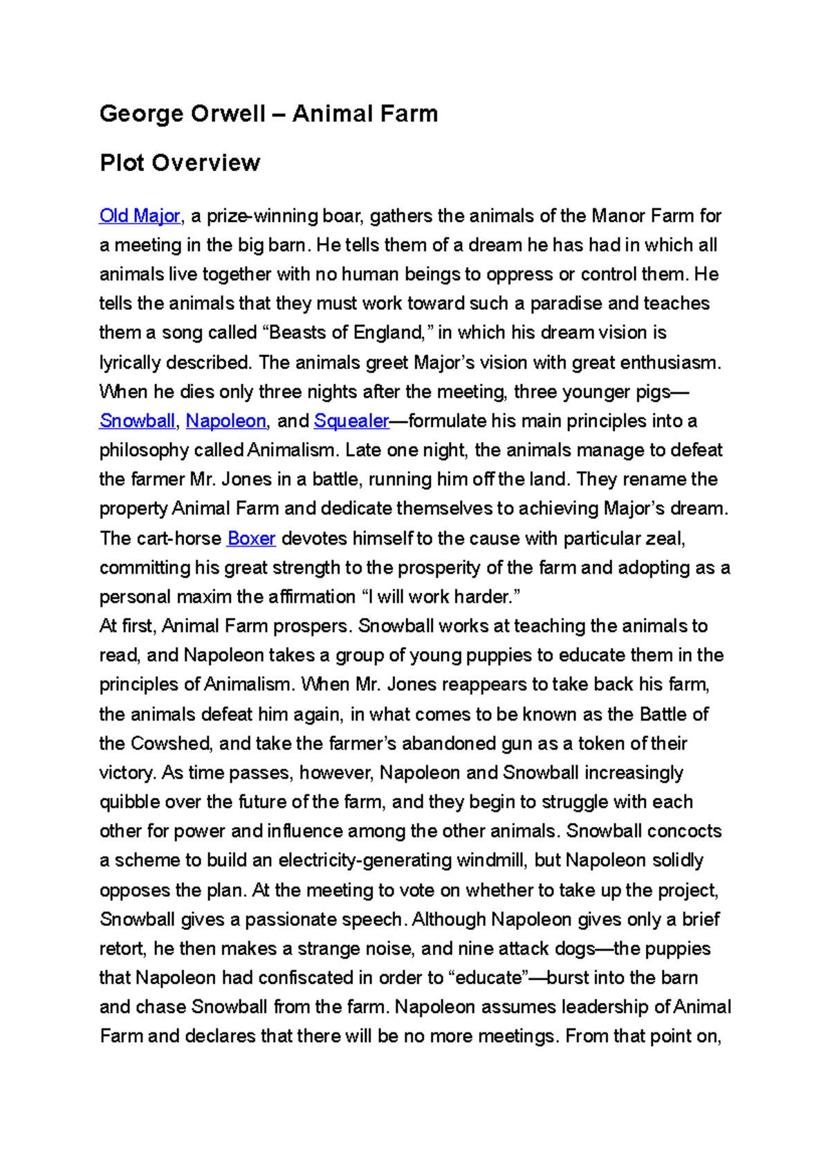Animal Farm (George Orwell) - Comprehensive Plot Summary - Studeersnel