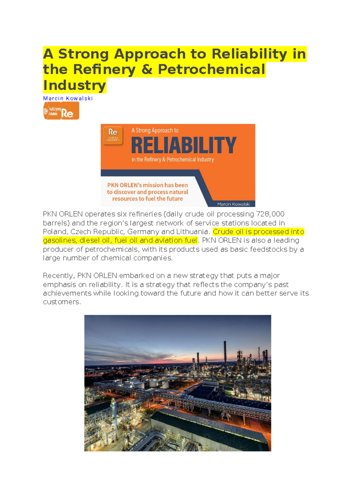 00-Strong Reliability Strategies in Refinery & Petrochemical Industry ...