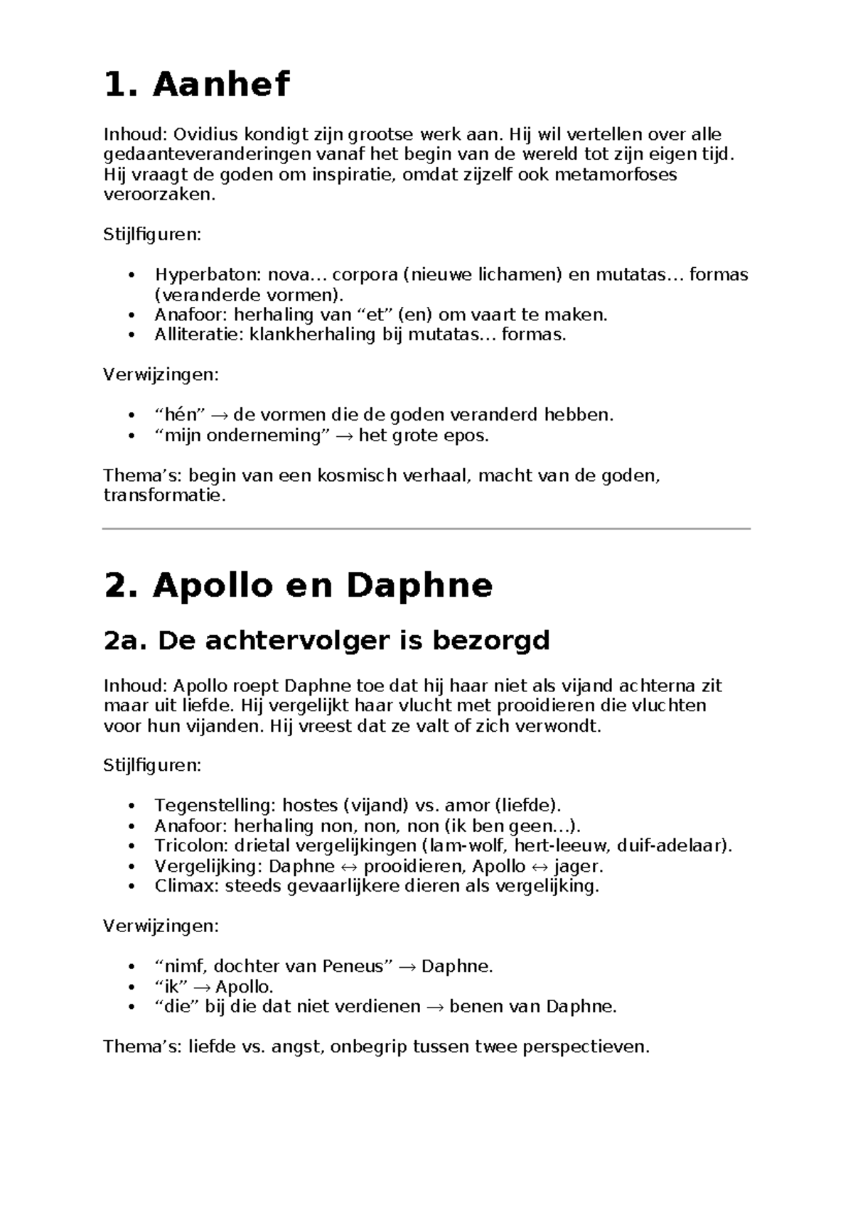 Analyse Ovidius: Metamorfoses en Stijlfiguren in de Verhalen - Studeersnel
