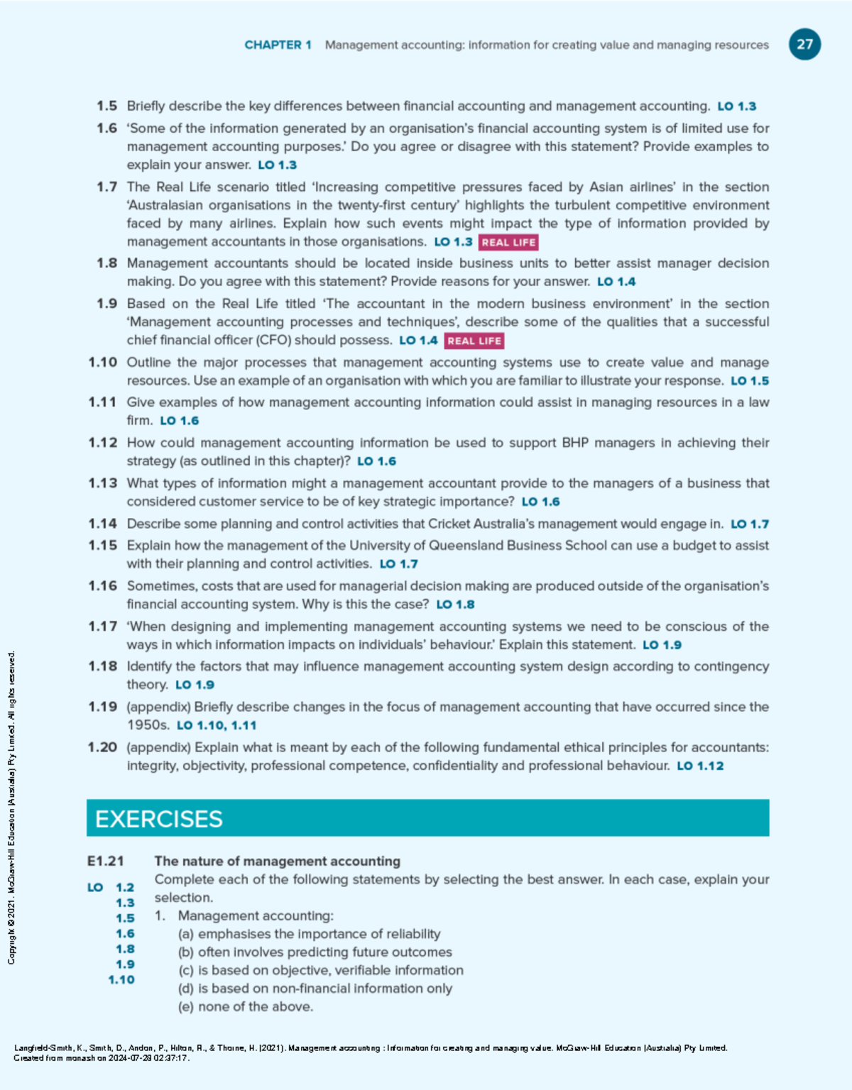 Management Accounting (Part 1): Creating and Managing Value - Studocu