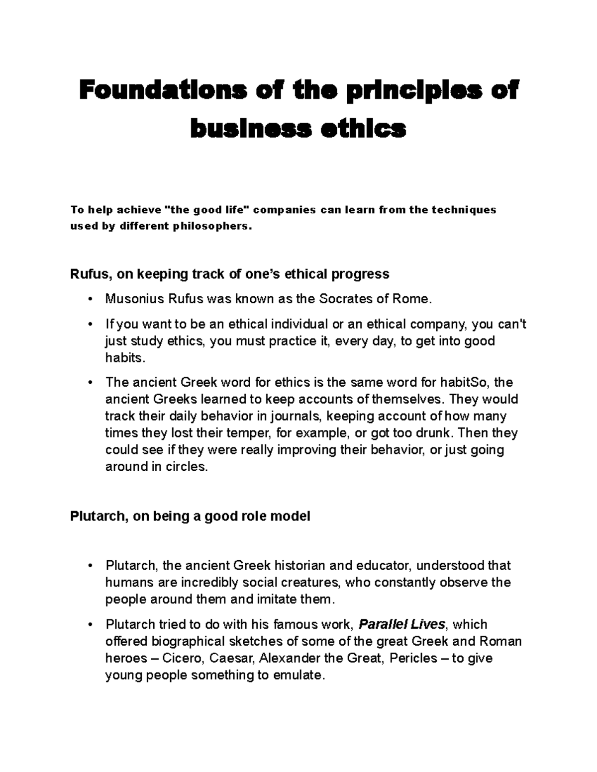 Foundations of the principles of business ethics Lesson 4 - Foundations ...