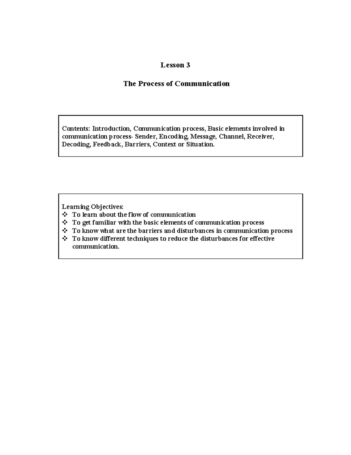 Lesson 3 -The Process of Communication - Lesson 3 The Process of ...
