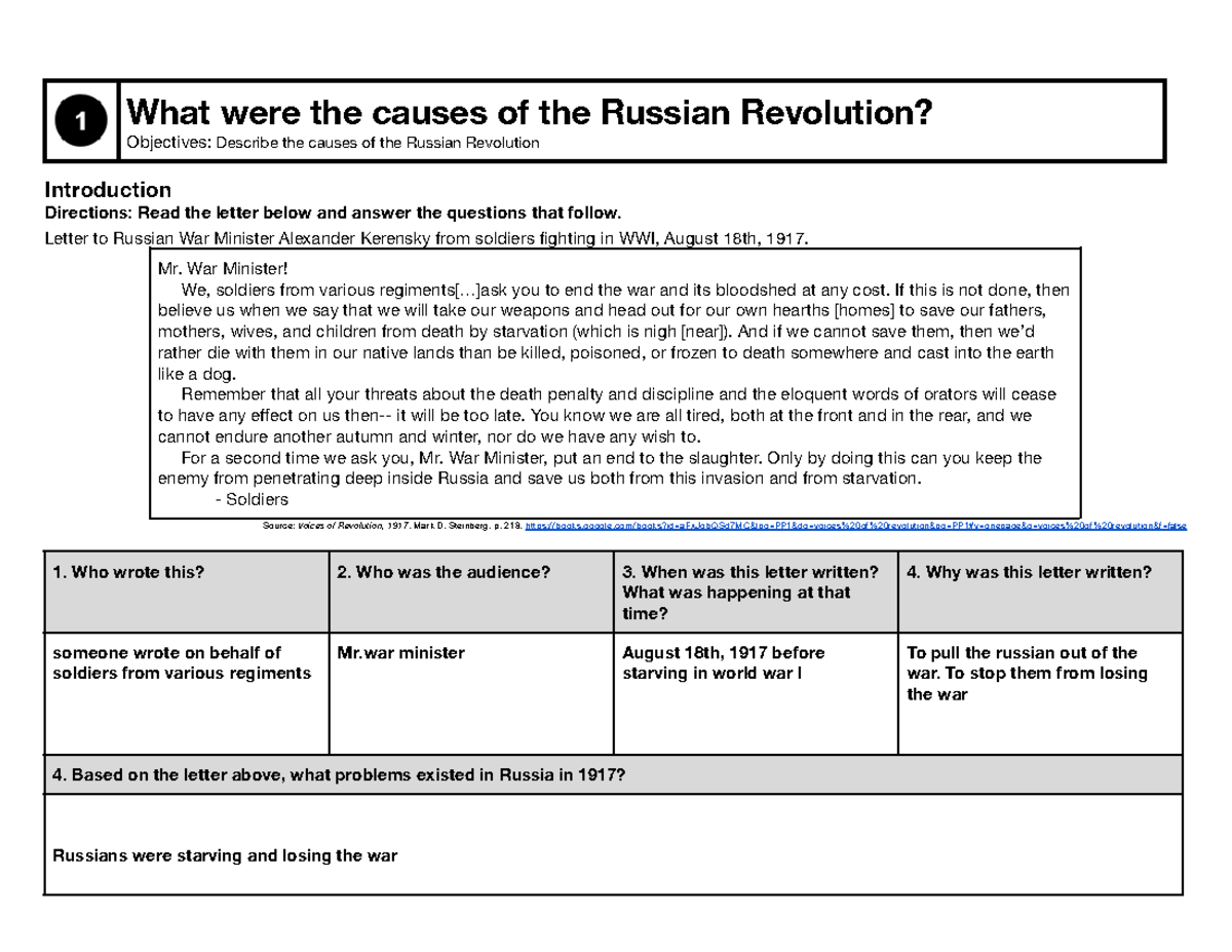 Russian Revolution Causes: Understanding the Roots of Change - Studocu
