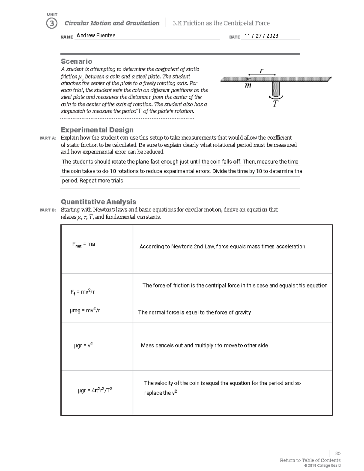AP Physics Circular Motion & Gravitation Experiment Analysis - Studocu