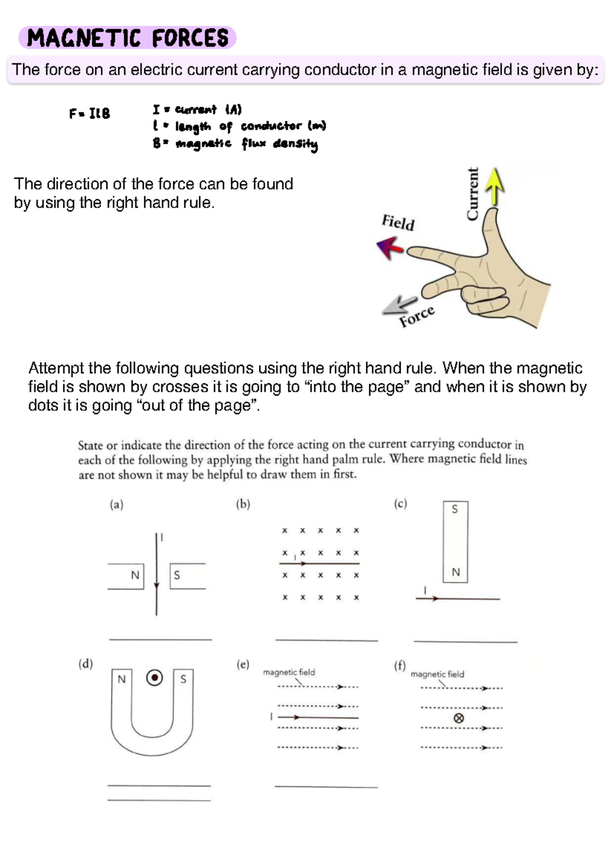 Physics Notes on Magnetic Forces and DC Motors (PHYS 101) - Studocu