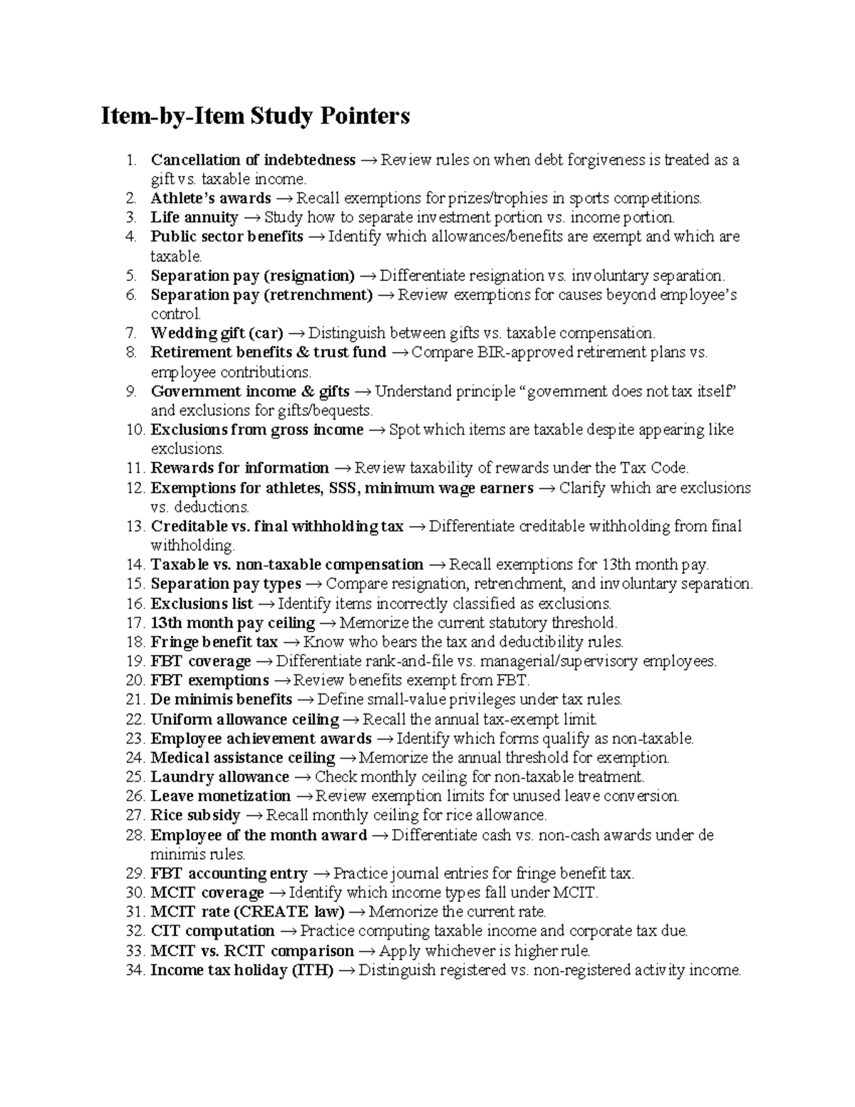 Last Minute Tips for Tax Review (Tax 1) - Studocu