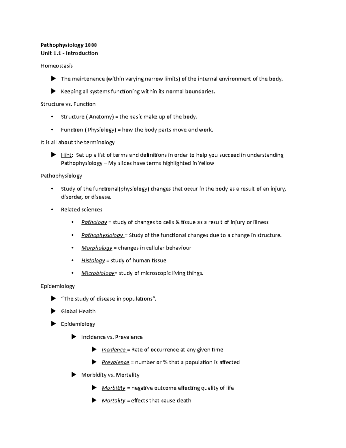 Pathophysiology Complete Notes - Pathophysiology 1000 Unit 1 ...