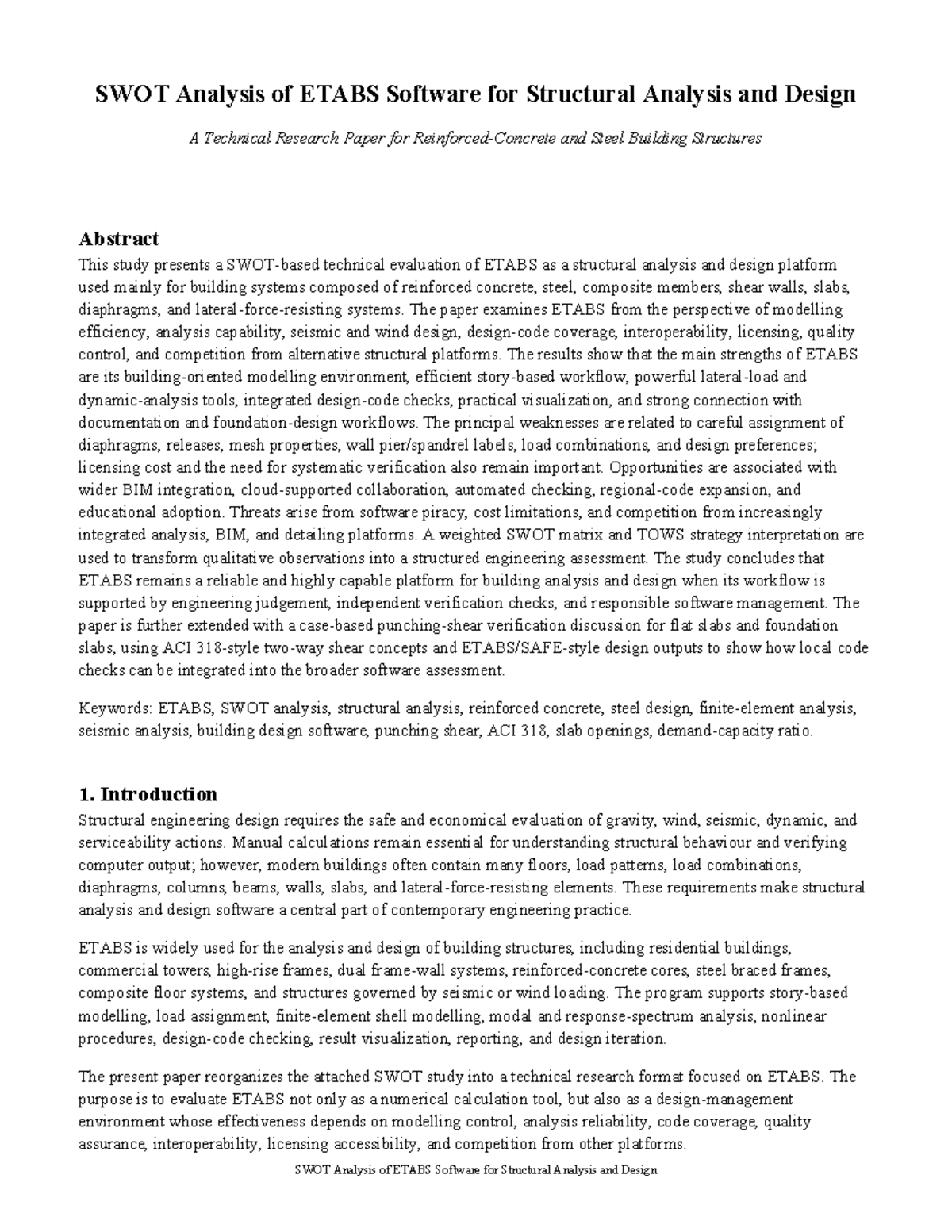 SWOT Analysis of ETABS Software for Structural Design (Updated Study ...