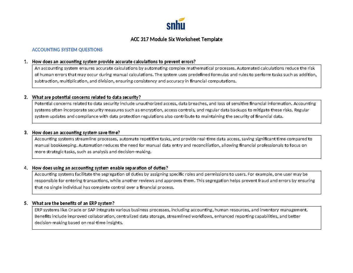 ACC 317 Project Two Workbook - This chart of accounts should help you ...