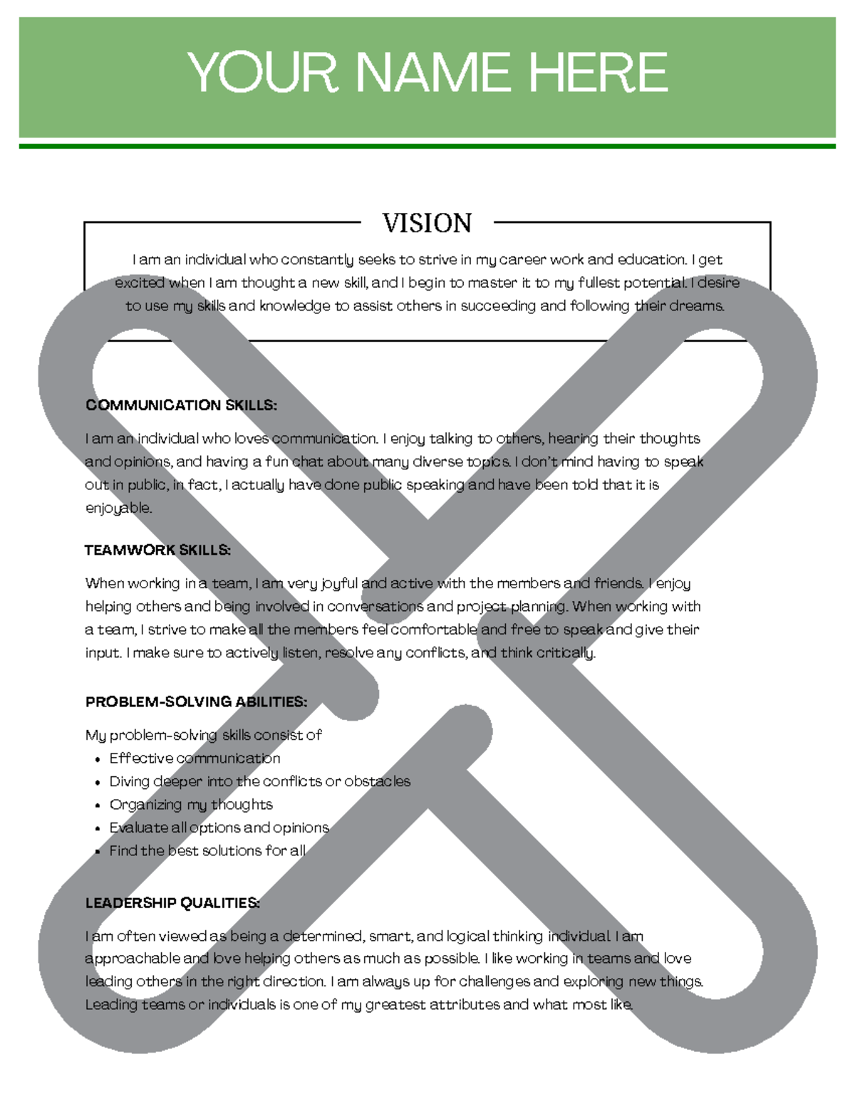 Assignment 01.05 - Personal Vision and Skills Reflection - Studocu