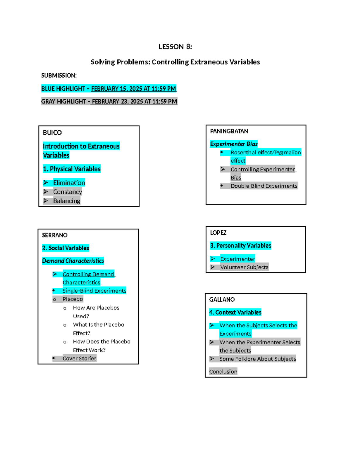 Lesson-8 TASK- Distribution - LESSON 8: Solving Problems: Controlling Extraneous Variables - Studocu