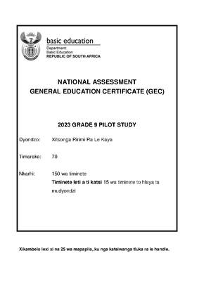 [Solved] Xitsalwana xale xikarha ka 400500 wa marito hi nhlokomhaka ...