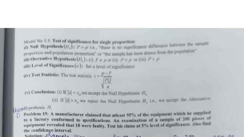 P&S Model 5.3: Test of Proportion Hypothesis Analysis - Studocu